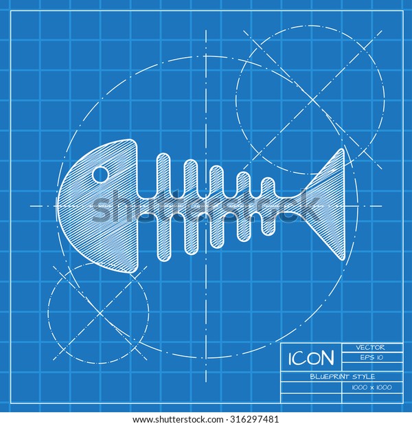 Vector Blueprint Fishbone Icon On Engineer Stock Vector (Royalty Free ...