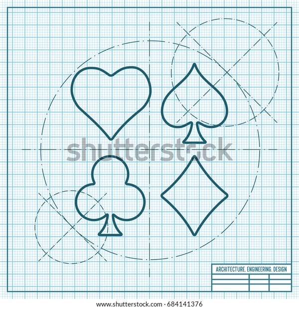 Vector Blueprint Game Casino Cards Suit Stock Vector (Royalty Free ...
