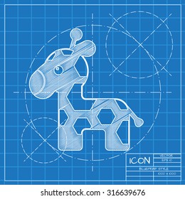 Vector Blueprint Giraffe Icon On Engineer Stock Vector (Royalty Free ...