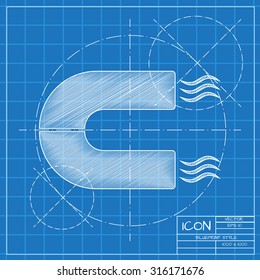 Vector Blueprint Magnet Icon On Engineer Stock Vector (Royalty Free ...