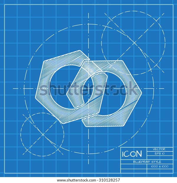 Vector Blueprint Nut Icon Engineer Architect Stock Vector (Royalty Free ...