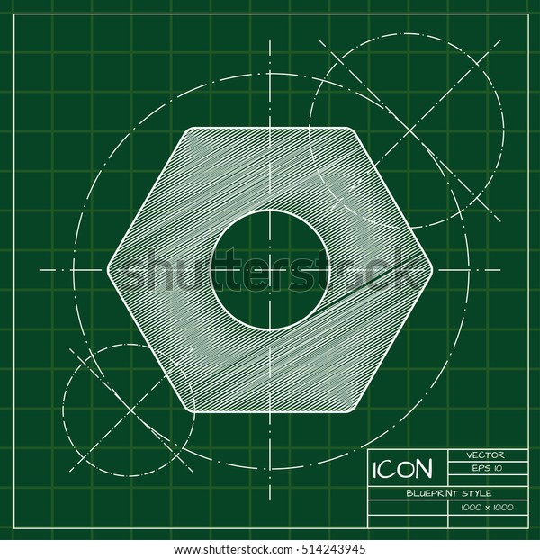 Vector Blueprint Nut Icon Engineer Architect Stock Vector (Royalty Free ...