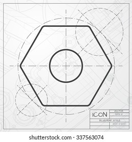 Vector Blueprint Nut Icon On Engineer Stock Vector (Royalty Free ...