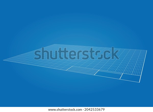 Vector Blueprint Perspective Illustration On Blue Stock Vector (Royalty ...