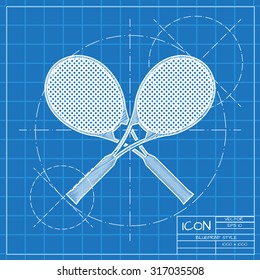Vector Classic Blueprint Tennis Rackets Icon Stock Vector (Royalty Free ...