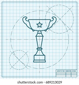 Vector Blueprint Trophy Goblet Icon On Stock Vector (Royalty Free ...