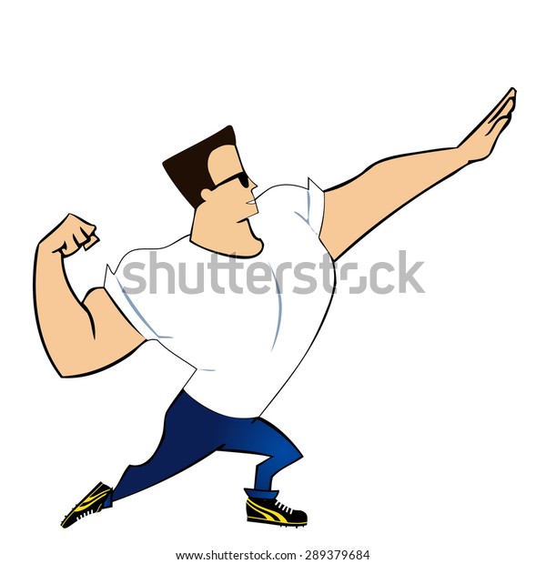 Vector Bodybuilder Sunglasses Shows His Muscles Stok Vektör (Telifsiz ...