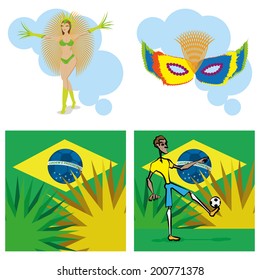 Vector Brazil Cartoon Illustrations Editable Background Stock Vector ...
