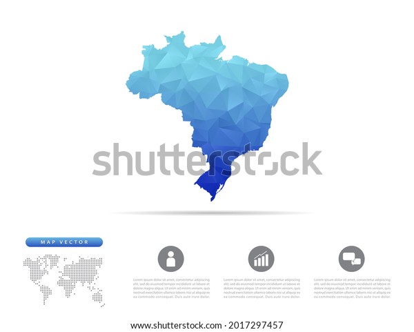 Vector Brazil Map Blue Polygon Triangle Stock Vector (Royalty Free ...