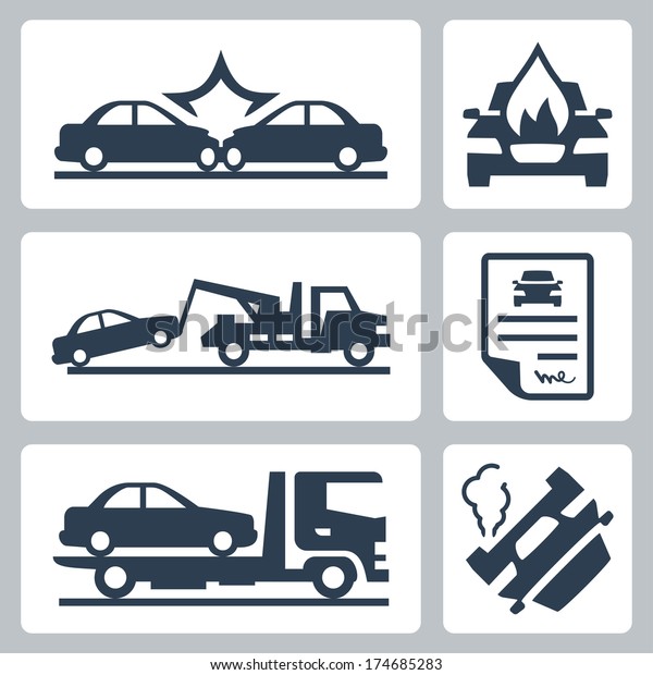 Vector Breakdown Truck Car Accident Icons Stock Vector (Royalty Free ...