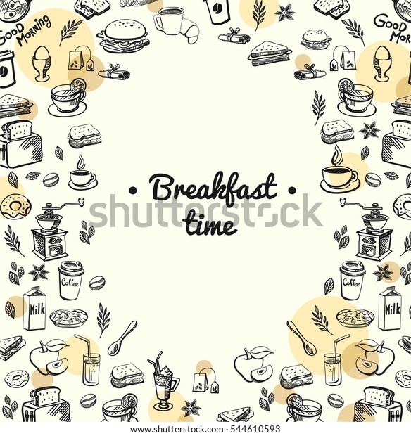 Vector Breakfast Morning Icon Set Stock Vector (Royalty Free) 544610593