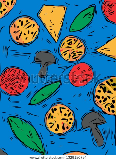 Vector Bright Food Pattern Background Design Stock Vector (Royalty Free ...
