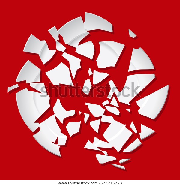 Vector Broken Plate White Destroyed Plate Stock Vector (Royalty Free ...