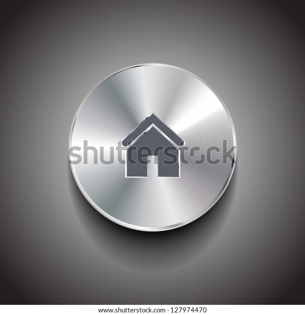 Vector Brushed Metal Round Home Button Stock Vector (Royalty Free ...
