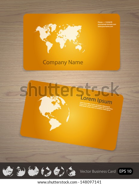 Vector Business Card Globe World Map Stock Vector (Royalty Free) 148097141