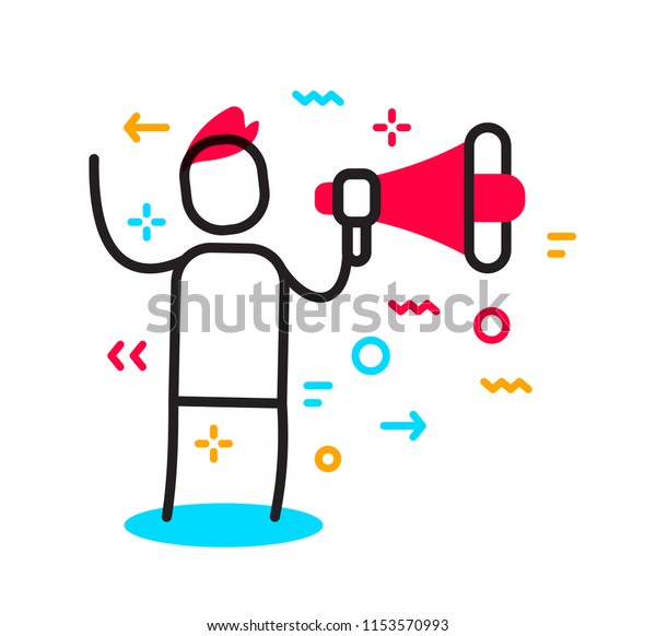 Vector Business Illustration Man Shouting Through Stock Vector (Royalty ...
