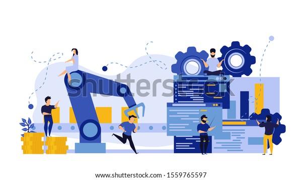 Vector Business Industry Robot Factory Concept Stock Vector (Royalty ...