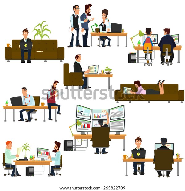Empleados vectoriales de estilo plano. icono: vector de stock (libre de ...