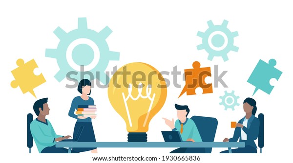 Vector Business Team Brainstorming New Idea Stock Vector (Royalty Free ...