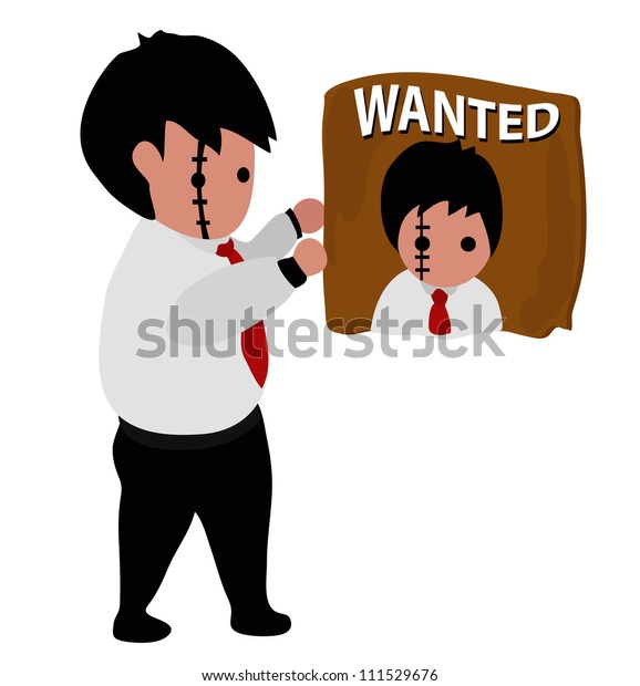Vector Businessman His Face Wanted Poster Stock Vector (Royalty Free ...