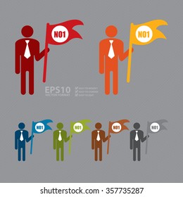 Vector Businessman No 1 Flag Infographics Stock Vector (Royalty Free ...