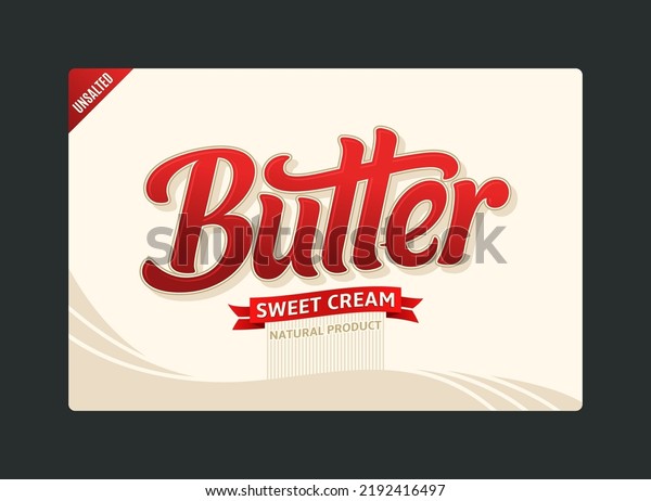 Vector Butter Packaging Design Butter Calligraphic Stock Vector ...