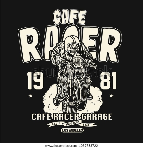 Vector Cafe Racer Skeleton Rider Illustration Stock Vector (Royalty ...