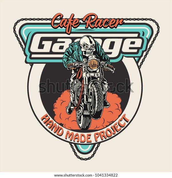 Vector Cafe Racer Skeleton Rider Illustration Stock Vector (Royalty ...