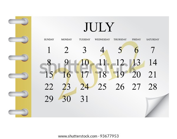 Vector Calendar July 2012 Stock Vector (Royalty Free) 93677953 ...