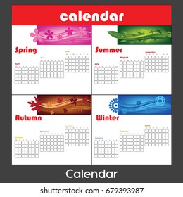 Vector Calendarvector Seasonal Blank Calendar Stock Vector (Royalty ...