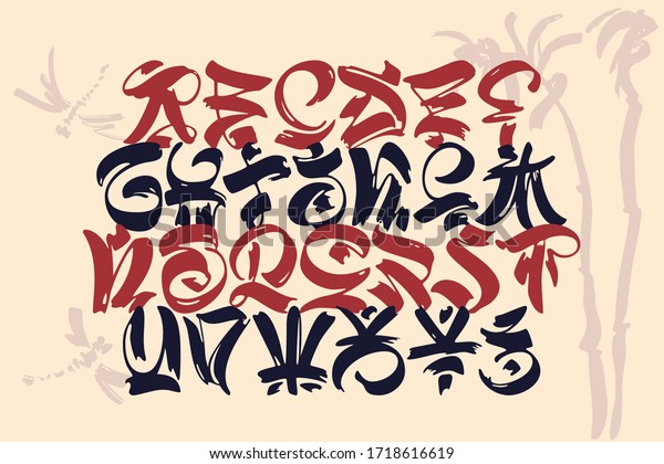 Vector Calligraphic Font Set Sketched Background Stock Vector (Royalty ...
