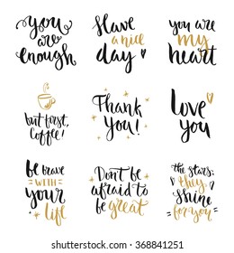 Vector Calligraphy Hand Drawn Lettering Collection Stock Vector ...