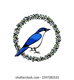 Vector Card Hand Drawn Blue Bird Stock Vector (Royalty Free) 1597285531 ...