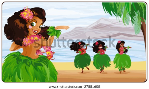 Vector Card Huladancers Hawaii Stock Vector (Royalty Free) 27881605