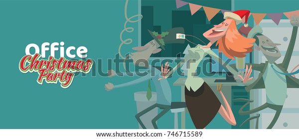 Vector Card Office Christmas Party Cartoon Stock Vector (Royalty Free ...