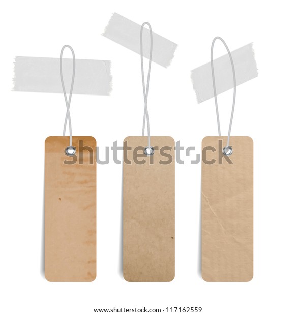 Vector Cardboard Labels Straps Attached Sticky Stock Vector (Royalty ...