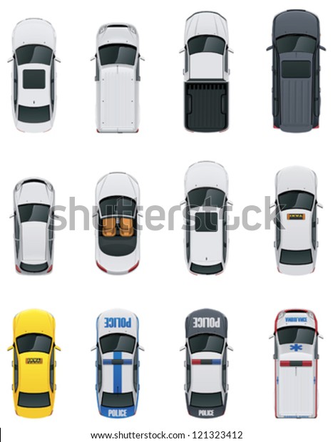 Vector Cars Icon Set Above View Stock Vector (Royalty Free) 121323412