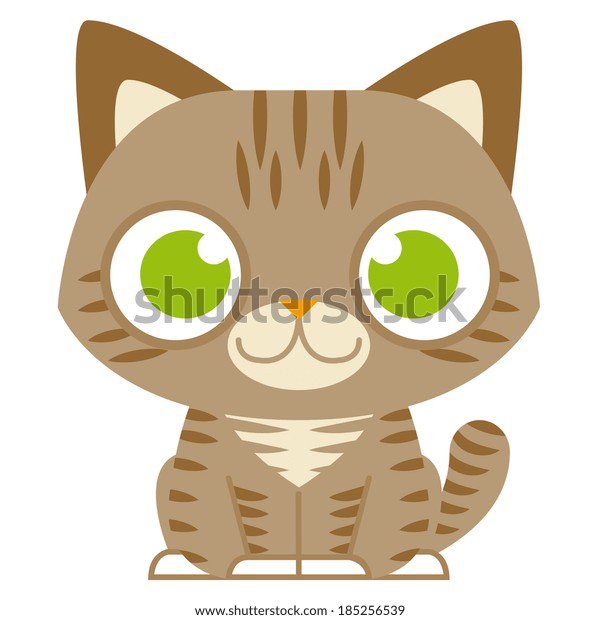 Vector Cartoon Adorable Little Cat Isolated Stock Vector (Royalty Free ...