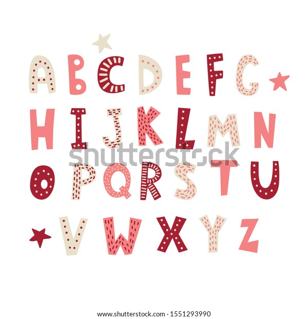 Vector Cartoon Alphabet White Background Cute Stock Vector (Royalty ...