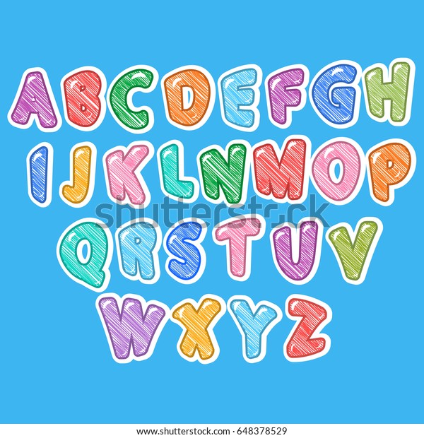 Vector Cartoon Alphabet White Background Upper Stock Vector (Royalty ...