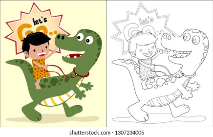 Vector Cartoon Ancient Human Riding On Stock Vector (Royalty Free ...