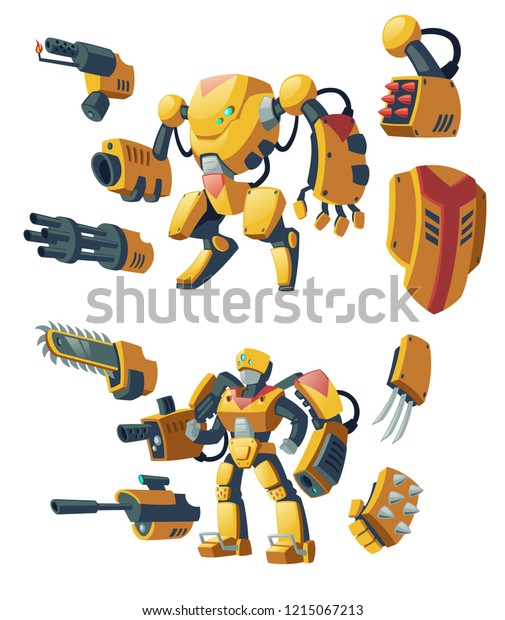 Vector Cartoon Androids Human Soldiers Robotic Stock Vector (Royalty ...