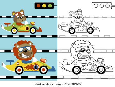 Coloring Book Page Race Car Cartoon Stock Vector (Royalty Free) 1440740534