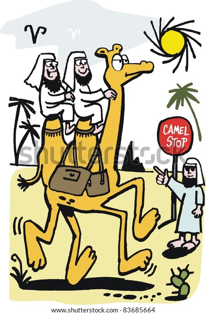 Vector Cartoon Arabs On Camel Desert Stock Vector (Royalty Free ...