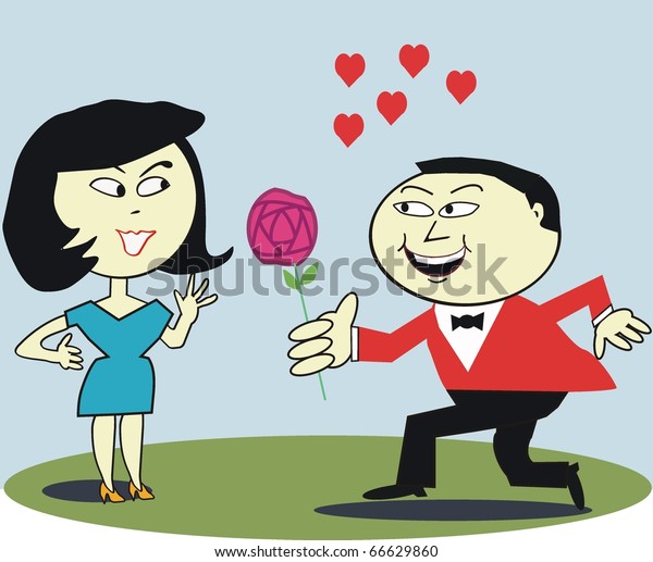 Vector Cartoon Asian Man Proposing Woman: vetor stock (livre de ...