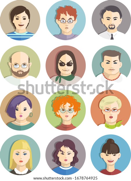 Vector Cartoon Avatars Set Funny Portraits Stock Vector (Royalty Free ...
