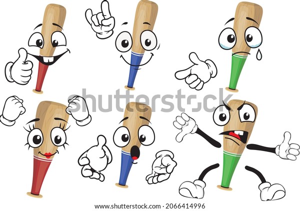 Vector Cartoon Baseball Bat Mascot On Stock Vector (Royalty Free ...