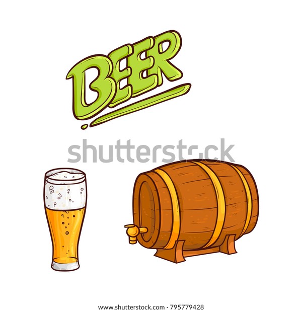 Vector Cartoon Beer Symbols Set Mug Stock Vector (Royalty Free ...
