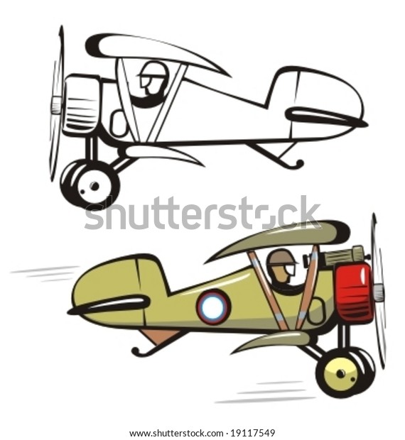 Vector Cartoon Biplane More Cartoon Airplanes Stock Vector (Royalty ...