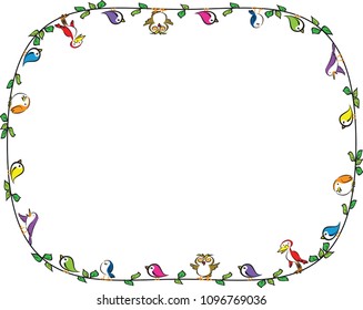 Vector Cartoon Birds Border Stock Vector (Royalty Free) 1096769036 ...